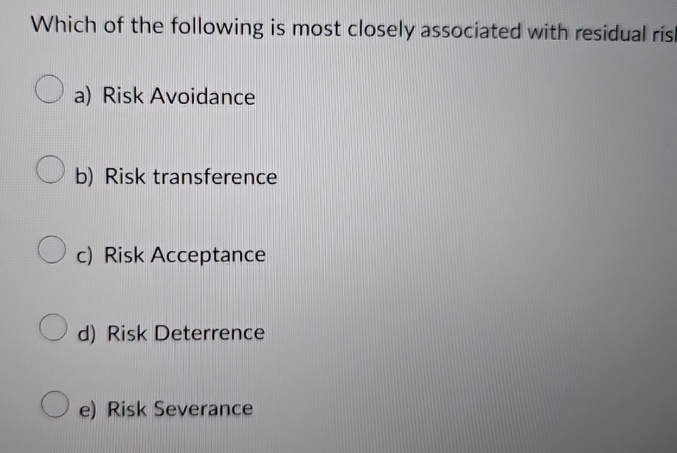 Solved Which of the following is most closely associated | Chegg.com