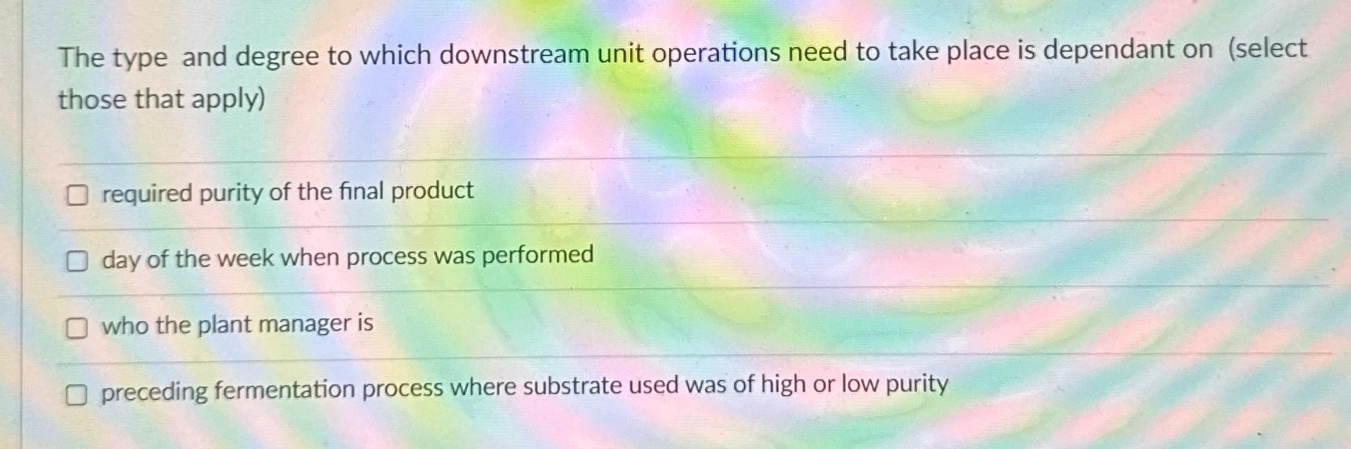 Solved The type and degree to which downstream unit | Chegg.com