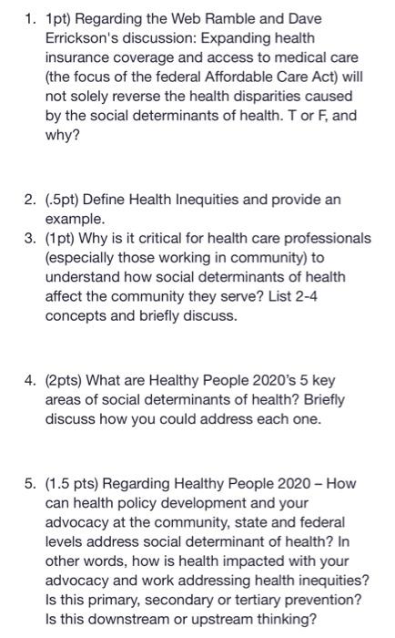 Solved 1. 1pt) Regarding the Web Ramble and Dave Errickson's | Chegg.com