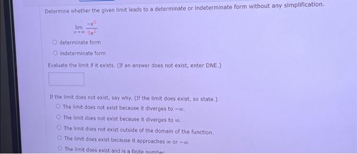 Solved Determine whether the given limit leads to a | Chegg.com
