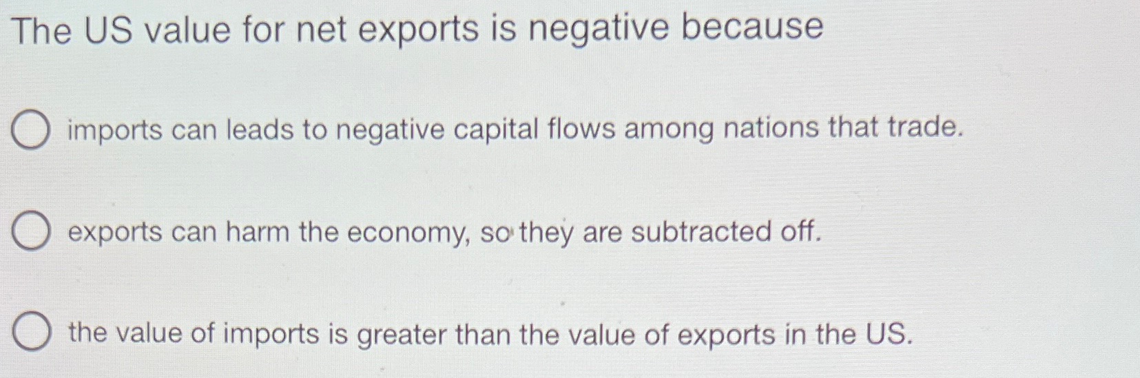 Solved The US value for net exports is negative | Chegg.com