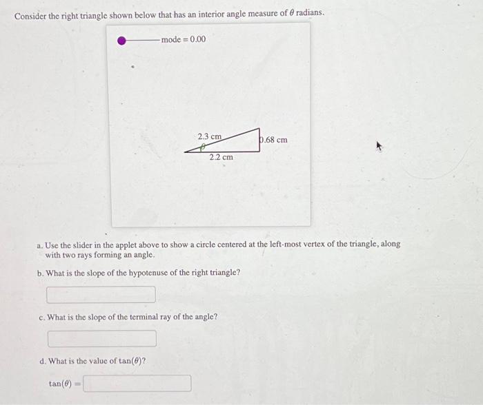 Solved Consider the right triangle shown below that has an | Chegg.com
