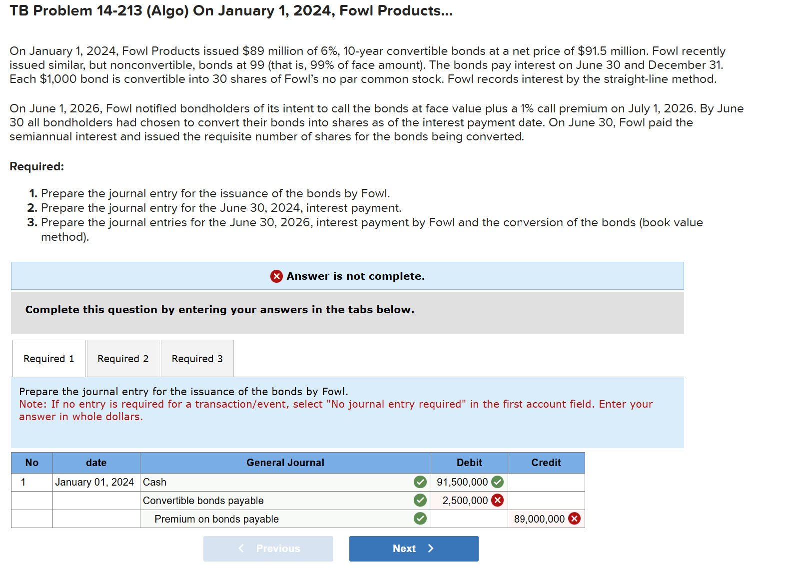 Solved TB Problem 14-213 (Algo)On January 1, 2024, ﻿Fowl | Chegg.com