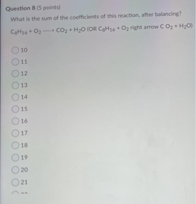 Solved What is the sum of the coefficients of this reaction, | Chegg.com