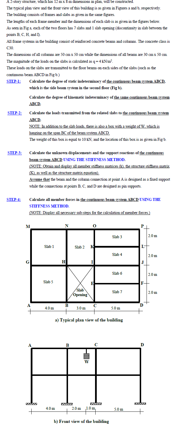 Solved A 2-story structure, which has 12mx8m ﻿dimensions in | Chegg.com