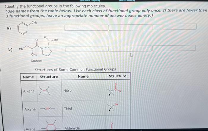 Solved Identify the functional groups in the following | Chegg.com