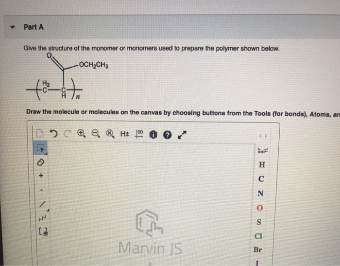 Part A Give the structure of the monomer or monomers | Chegg.com