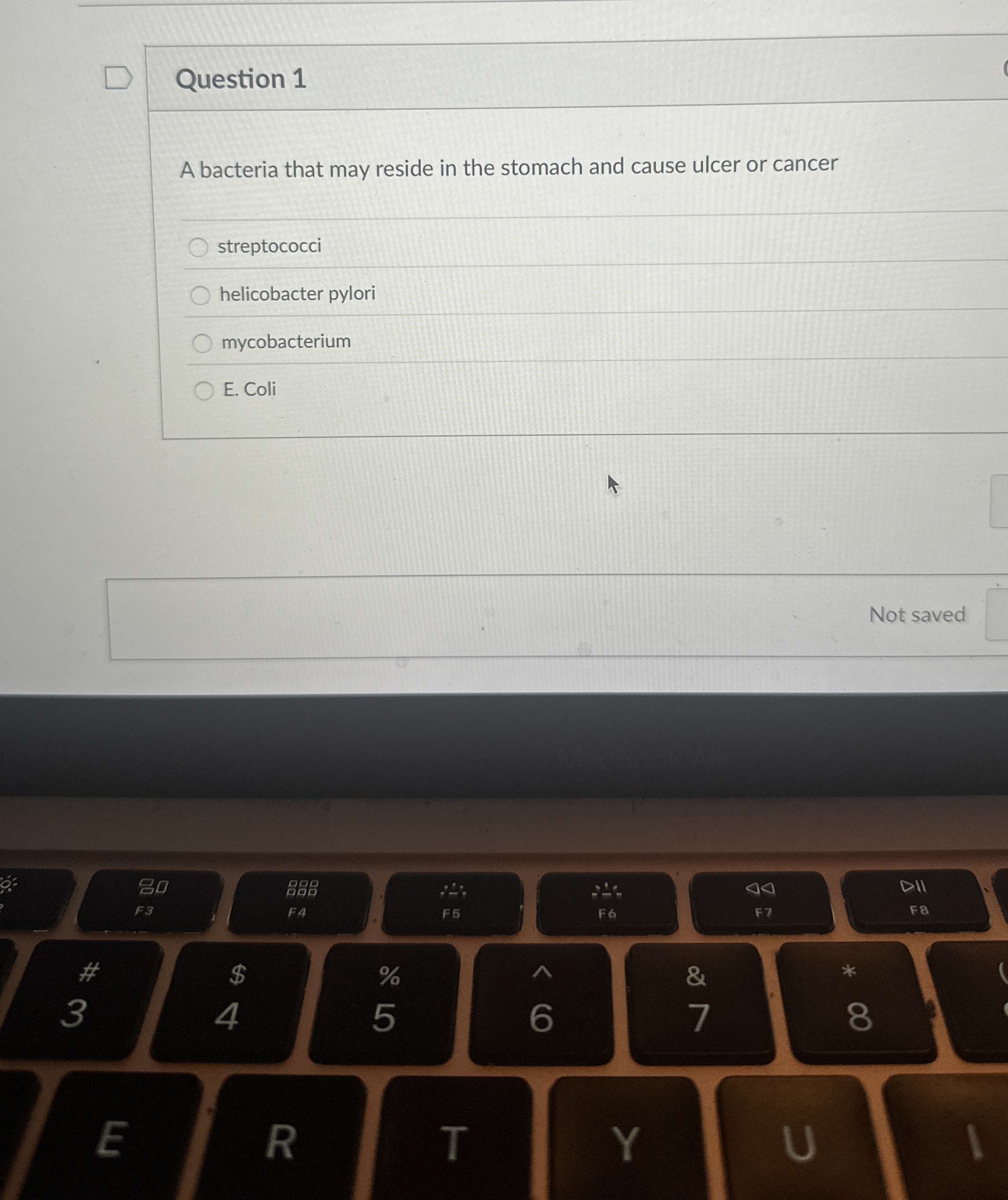 Solved Question 1A bacteria that may reside in the stomach | Chegg.com