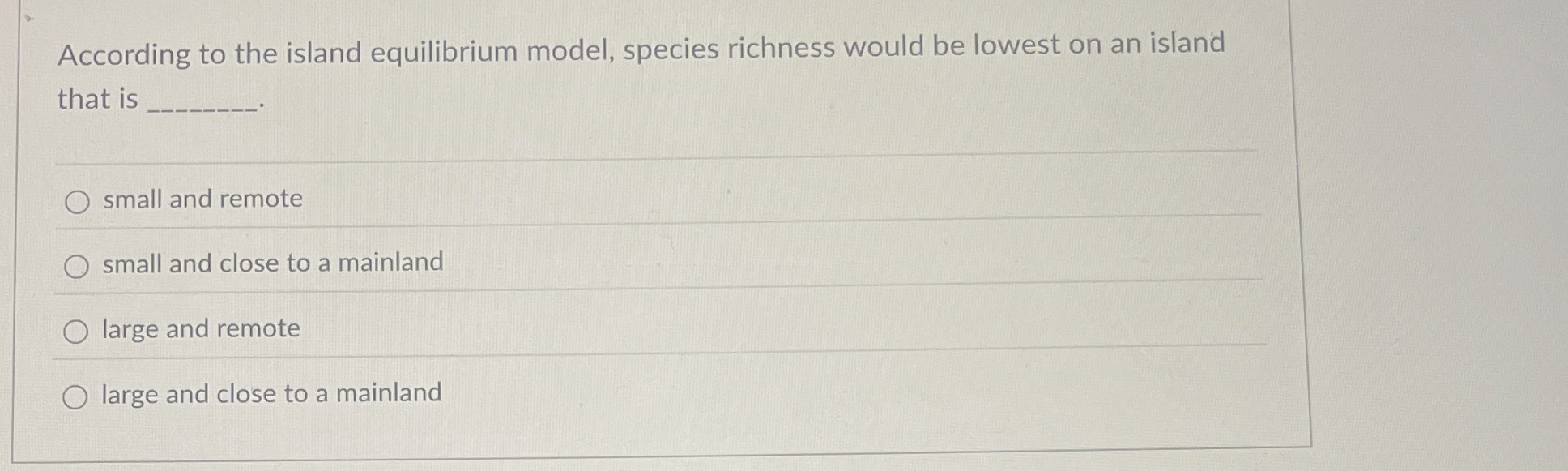 Solved According to the island equilibrium model, species | Chegg.com