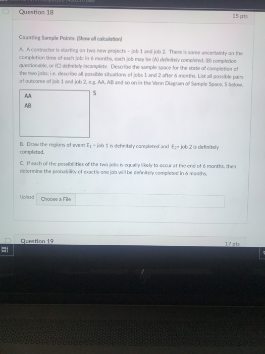 Solved D Question 18 15 pts Counting Sample Points: (Show | Chegg.com