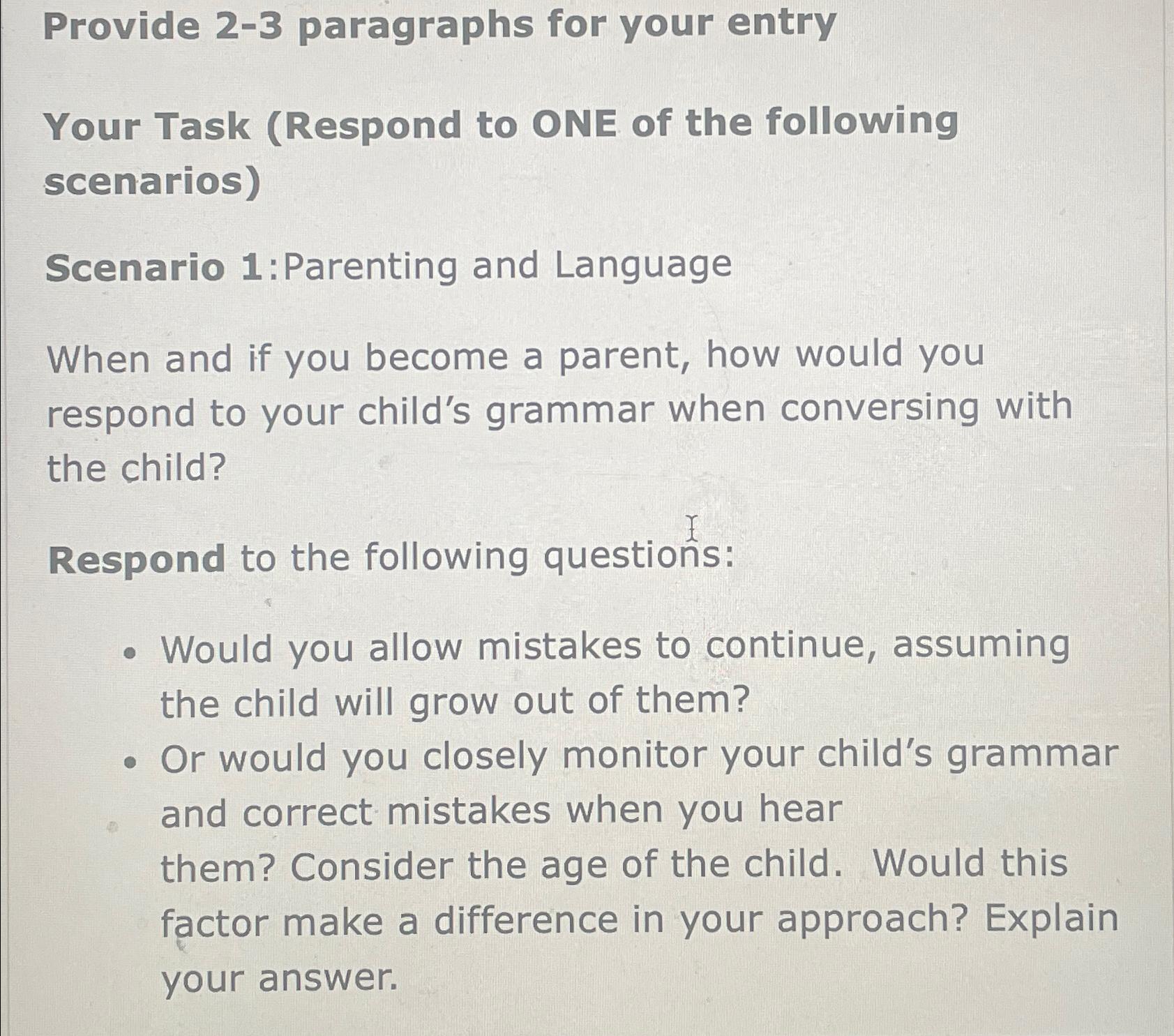 Solved Provide 2-3 ﻿paragraphs for your entryYour Task | Chegg.com