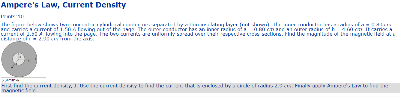 Solved Ampere's Law, Current DensityPoints:10The figure | Chegg.com