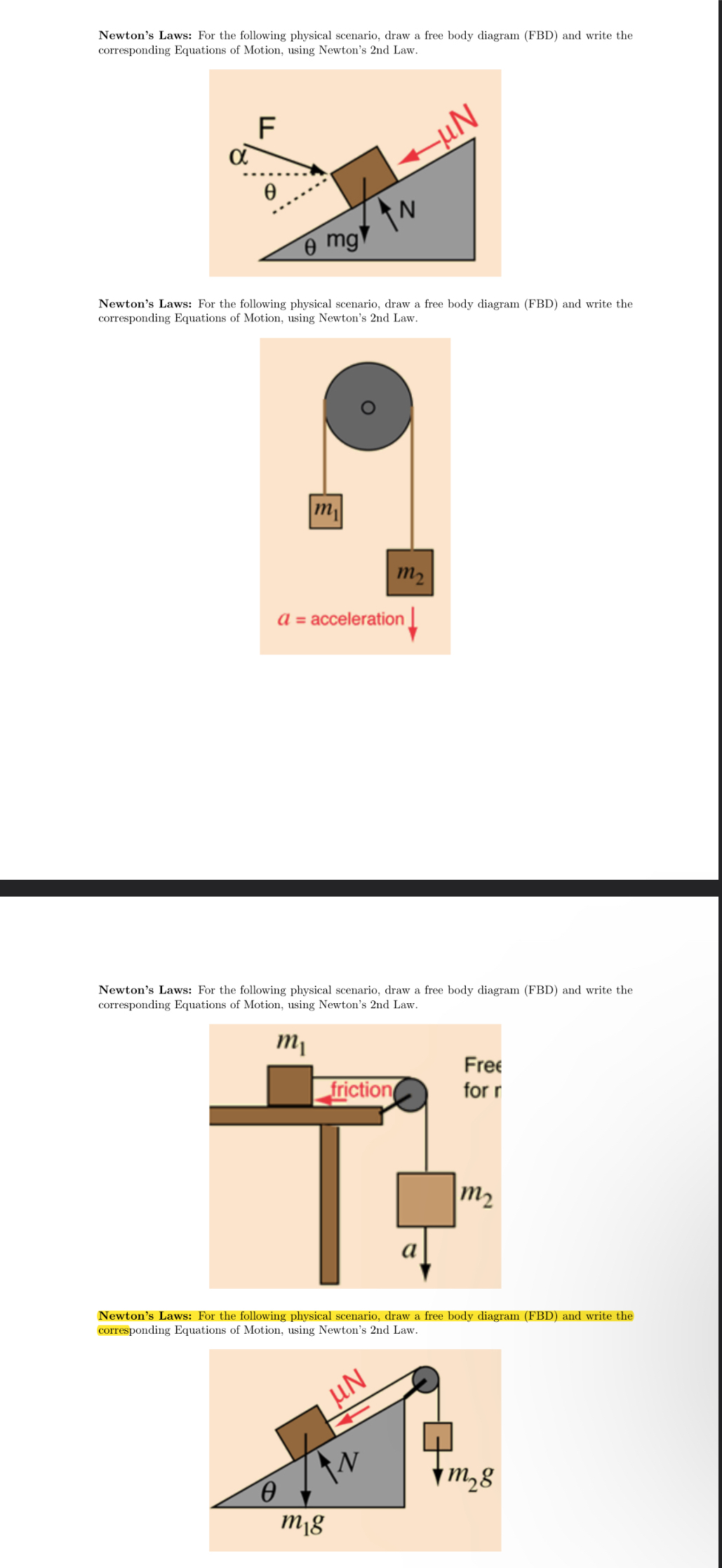 Solved Newton's Laws: For the following physical scenario, | Chegg.com