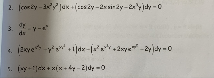 Solved 2. (cos 2y - 3x?y?)dx + (cos2y - 2x sin2y - 2x®y)dy = | Chegg.com