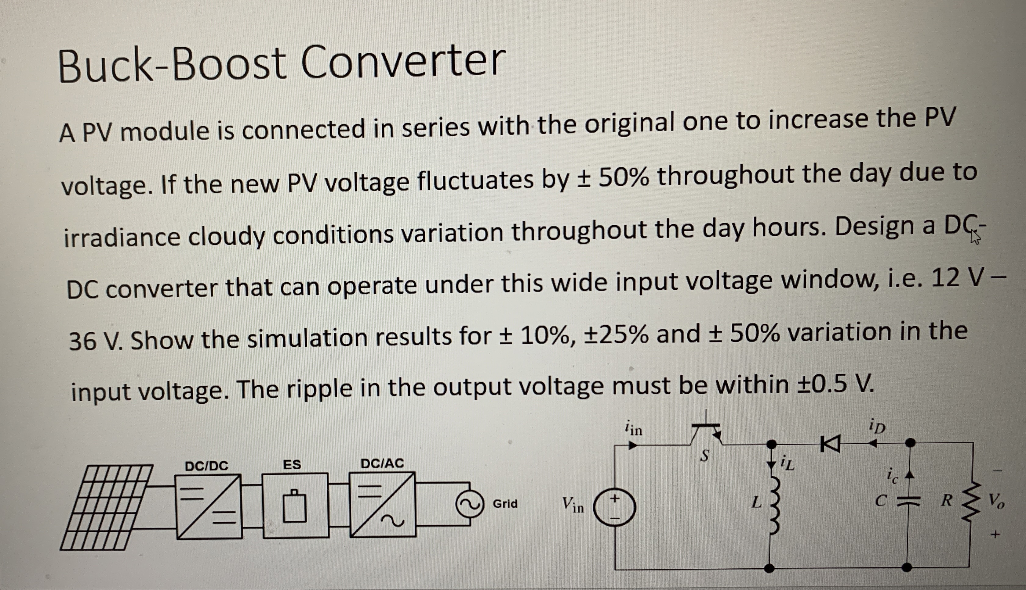 Solved Buck-Boost ConverterA PV module is connected in | Chegg.com