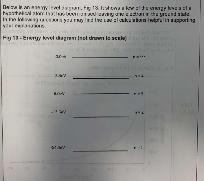 Solved Attached is an energy level diagram. It shows a few | Chegg.com