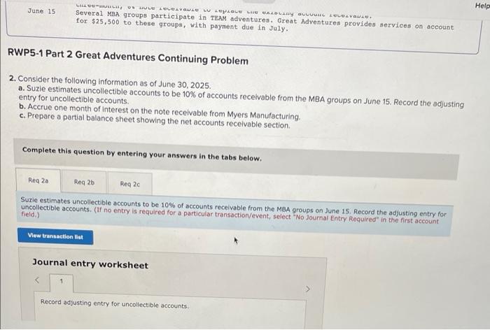 Solved Required information RWP5-1 (Algo) Great Adventures | Chegg.com