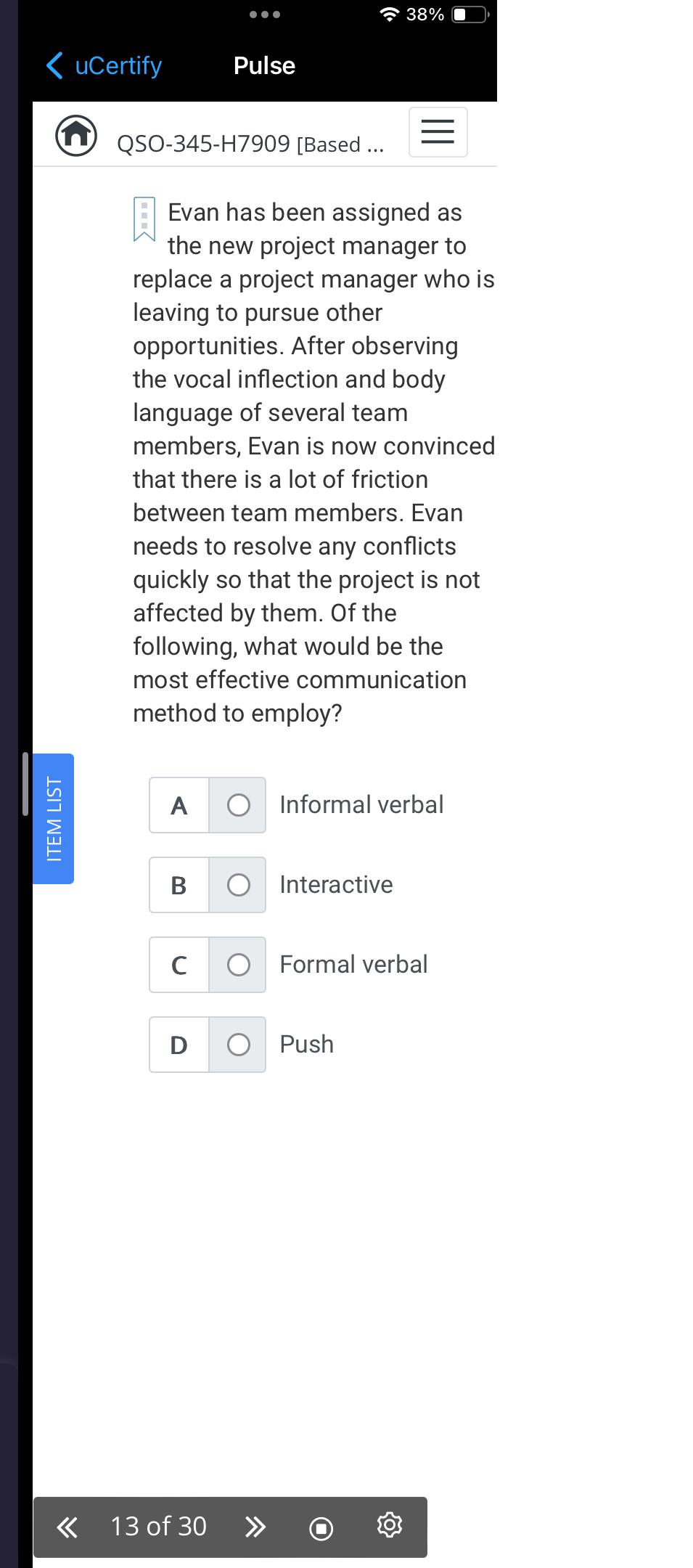 Solved uCertifyฉ 38%QSO-345-H7909 [Based ...Evan has been | Chegg.com