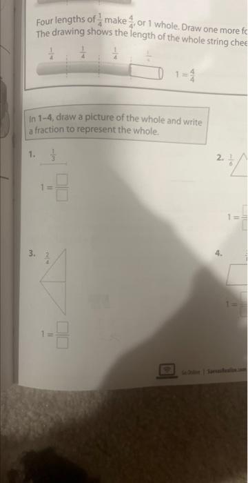 Solved in 1-4 draw a picture of the whole and write a | Chegg.com