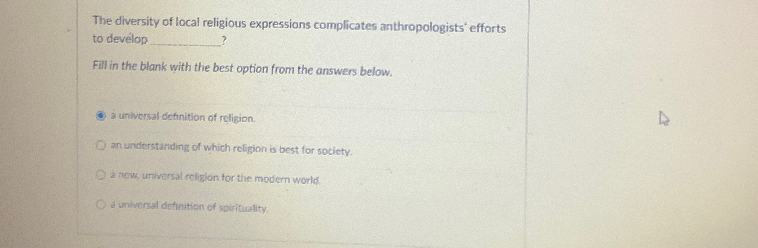 Solved The diversity of local religious expressions | Chegg.com