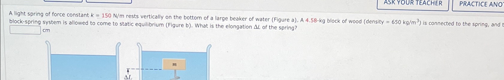 Solved A light spring of force constant k=150Nm ﻿rests | Chegg.com