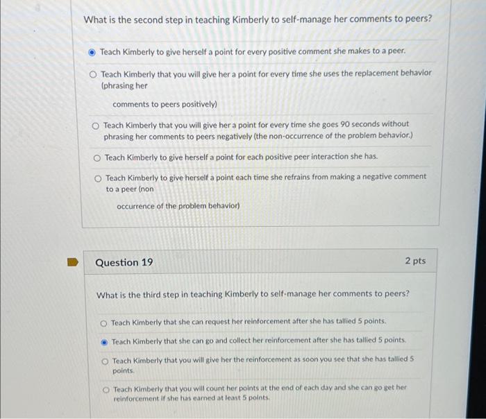 Solved What is the second step in teaching Kimberly to | Chegg.com