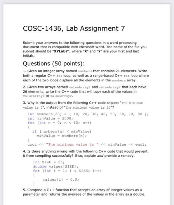 Solved Submit your answers to the following questions in a | Chegg.com