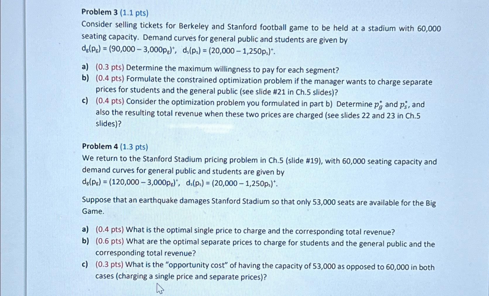 Solved Problem 3 (1.1 ﻿pts)Consider selling tickets for | Chegg.com