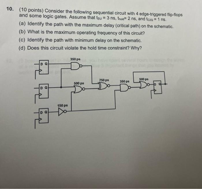 Solved (10 points) Consider the following sequential circuit | Chegg.com