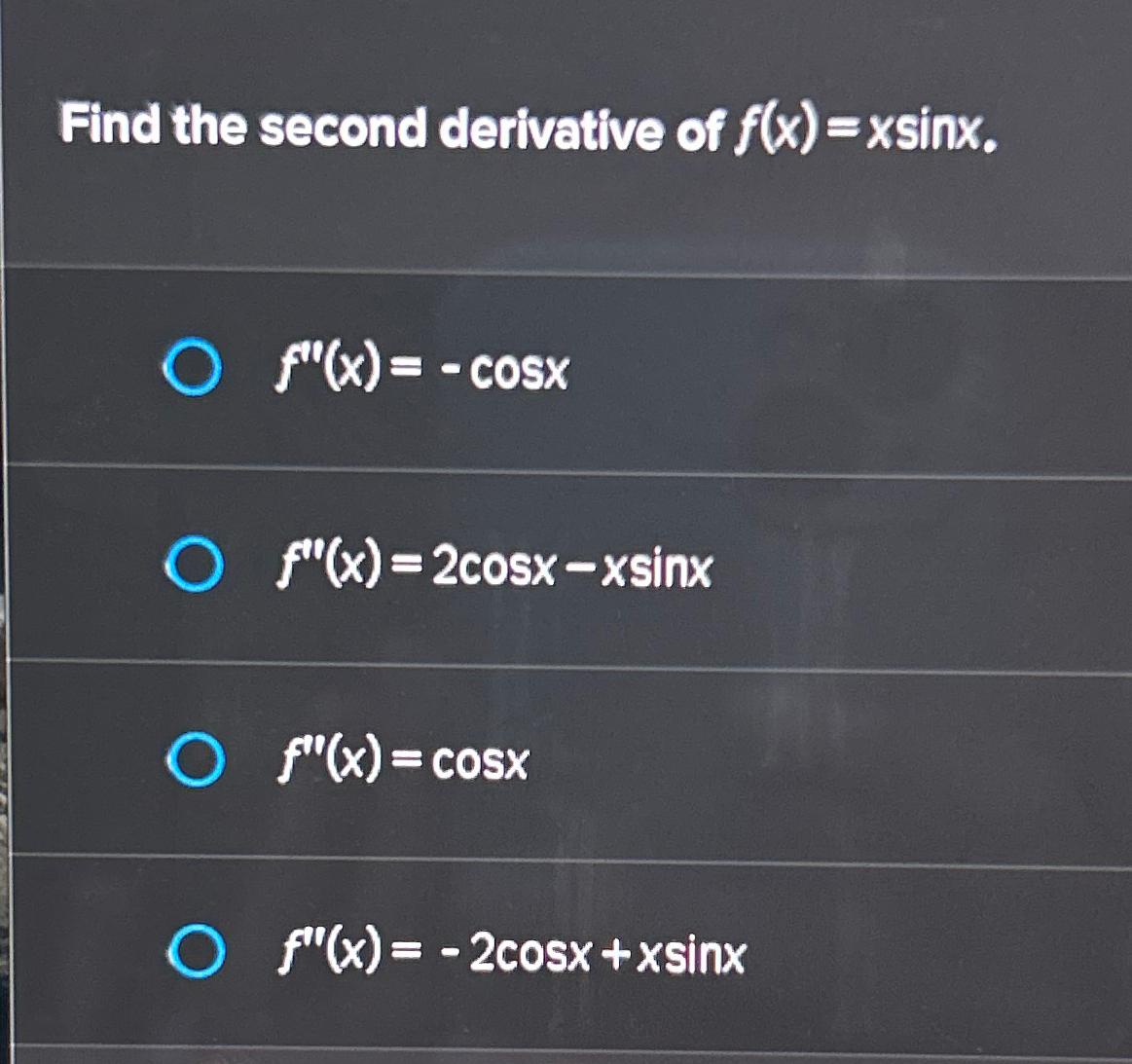 Solved Find the second derivative of | Chegg.com