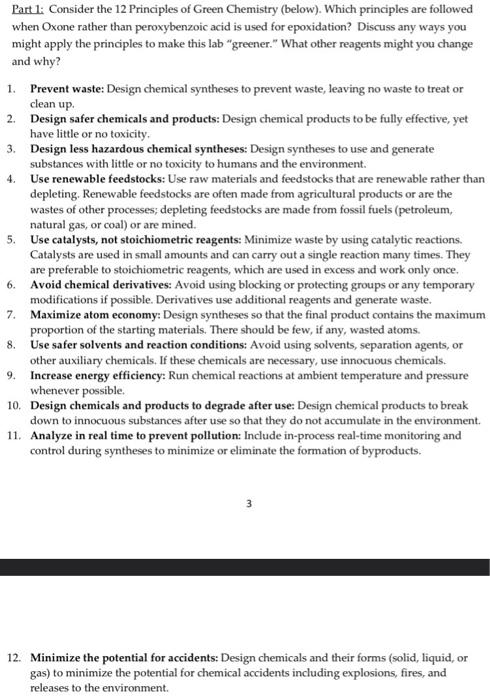 Solved Consider the 12 Principles of Green Chemistry | Chegg.com