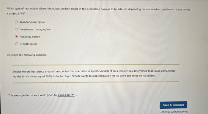 Solved 1. Introduction to real options Consider the | Chegg.com