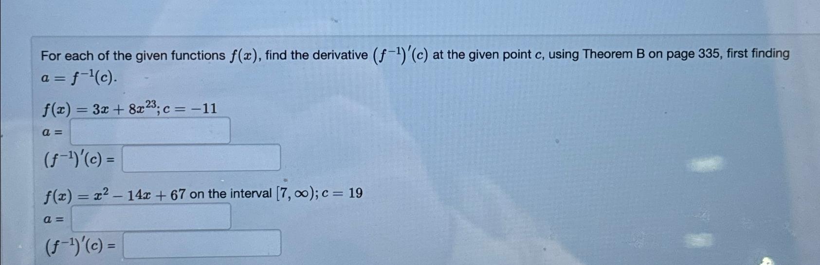 Solved For each of the given functions f(x), ﻿find the | Chegg.com