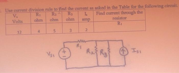 Solved Use current division rule to find the current is | Chegg.com