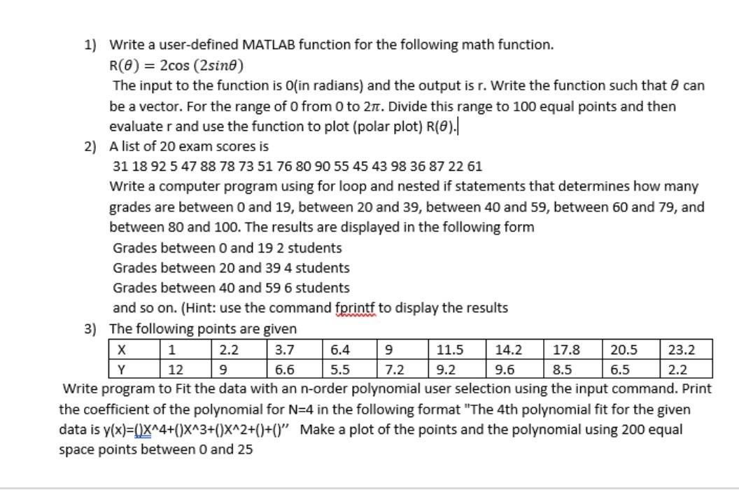 Solved Please solve the question on MATLAB and send me a | Chegg.com