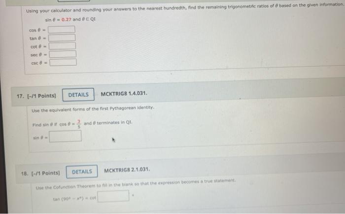 Solved Using your calculator and rounding your answers to | Chegg.com