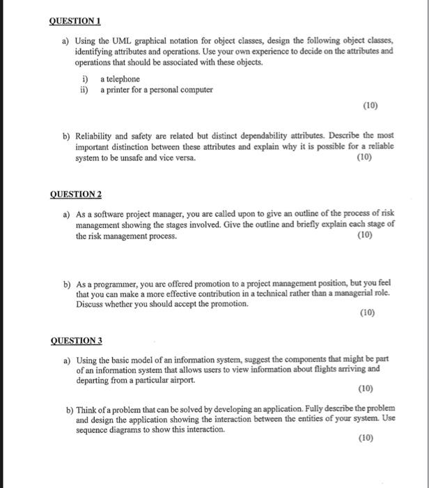 Solved Question 1 A Using The Uml Graphical Notation For 