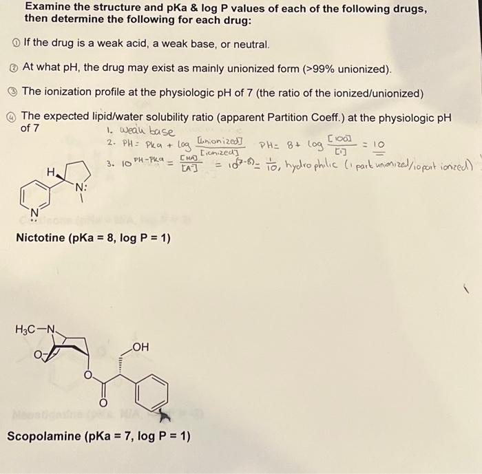 Examine the structure and pKa&logP values of each of | Chegg.com