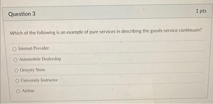 Solved 1 pts Question 3 Which of the following is an example | Chegg.com