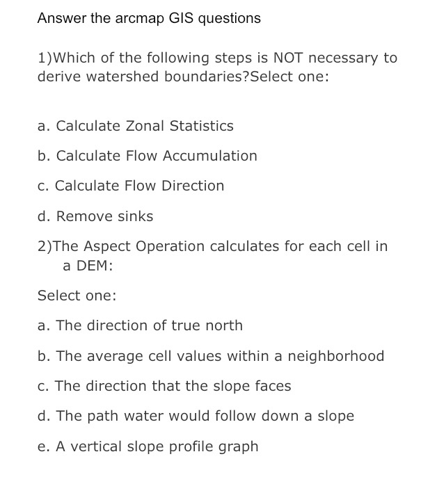 Solved Answer the arcmap GIS questions 1)Which of the | Chegg.com