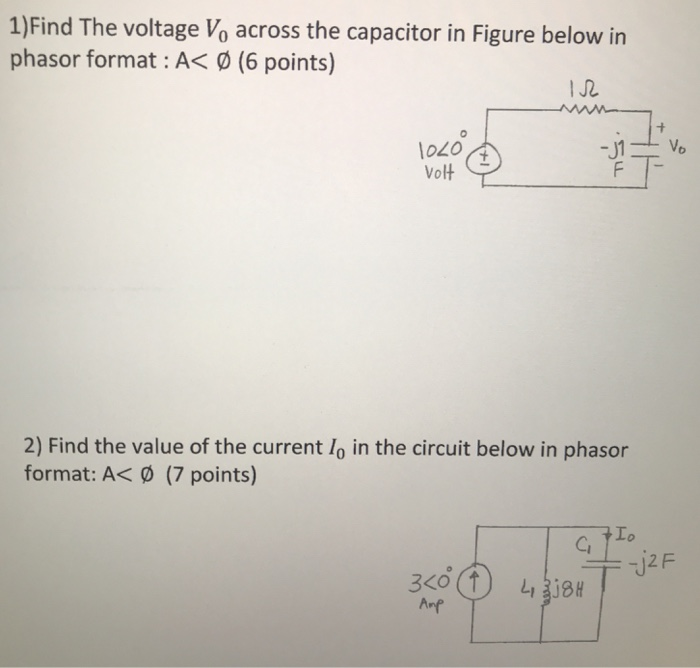 Solved 1)Find The voltage V, across the capacitor in Figure | Chegg.com