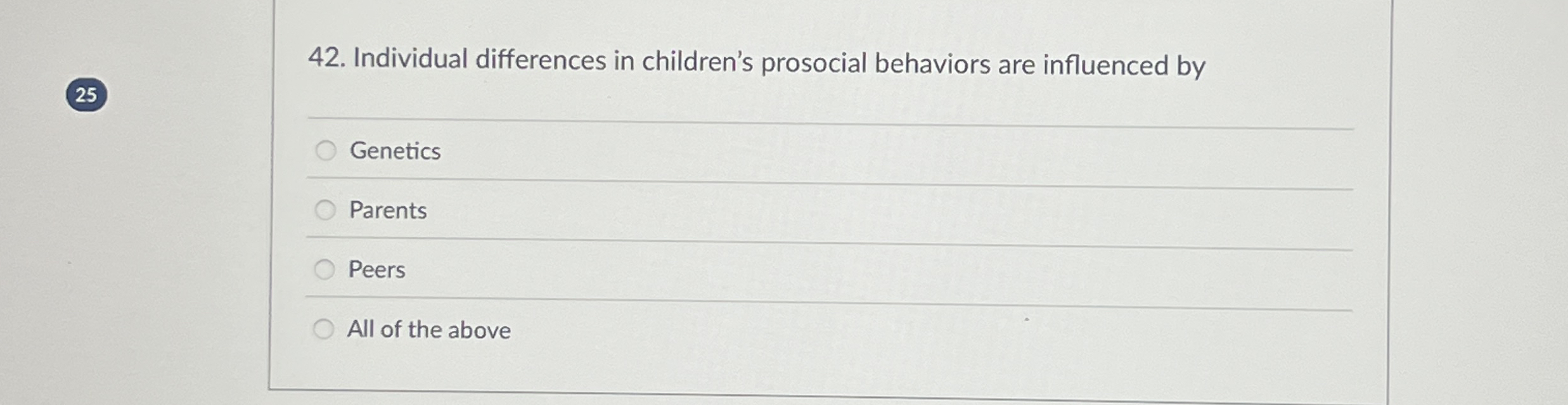 Solved Individual differences in children's prosocial | Chegg.com