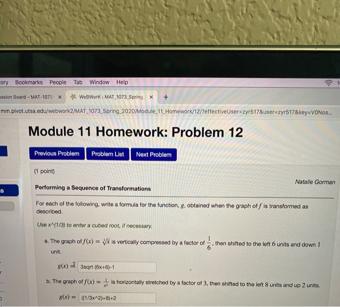 Solved Bookmarks People Tab Window Help Board - MAT-1073 X | Chegg.com