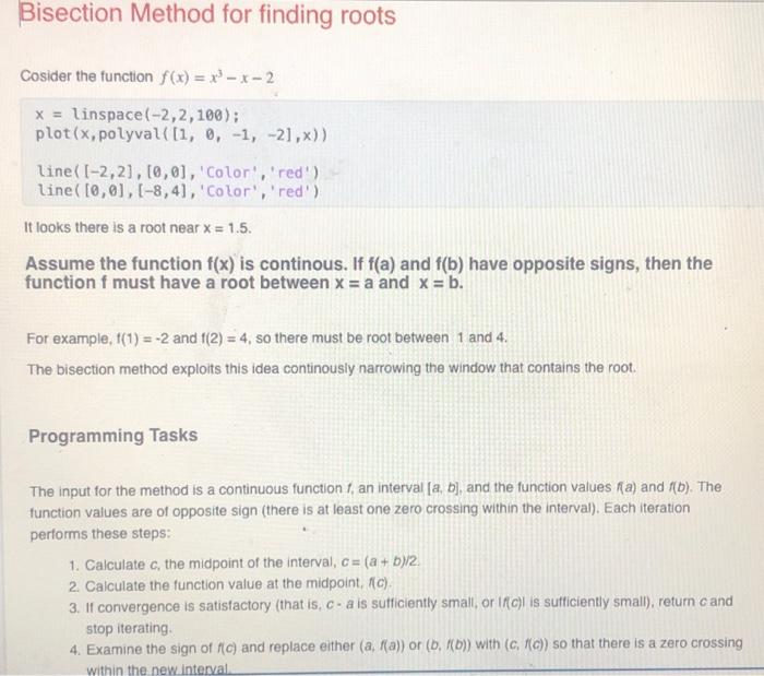 Solved Bisection Method for finding roots Cosider the | Chegg.com