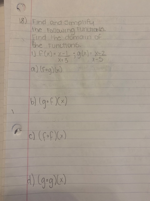 Solved 18) Find and simplify the following FUNCTIONS. Find | Chegg.com