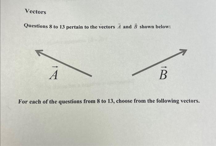 Solved Questions 8 to 13 pertain to the vectors A and B | Chegg.com