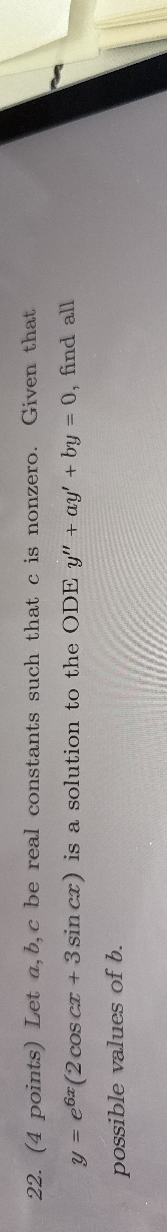 (4 ﻿points) ﻿Let a,b,c ﻿be real constants such that c | Chegg.com
