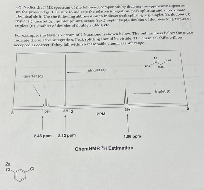Solved (2) Predict the NMR spectrum of the following | Chegg.com