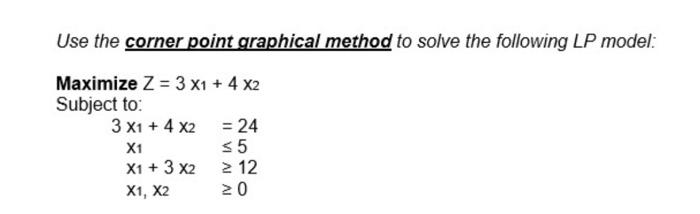 Solved Use the corner point graphical method to solve the | Chegg.com