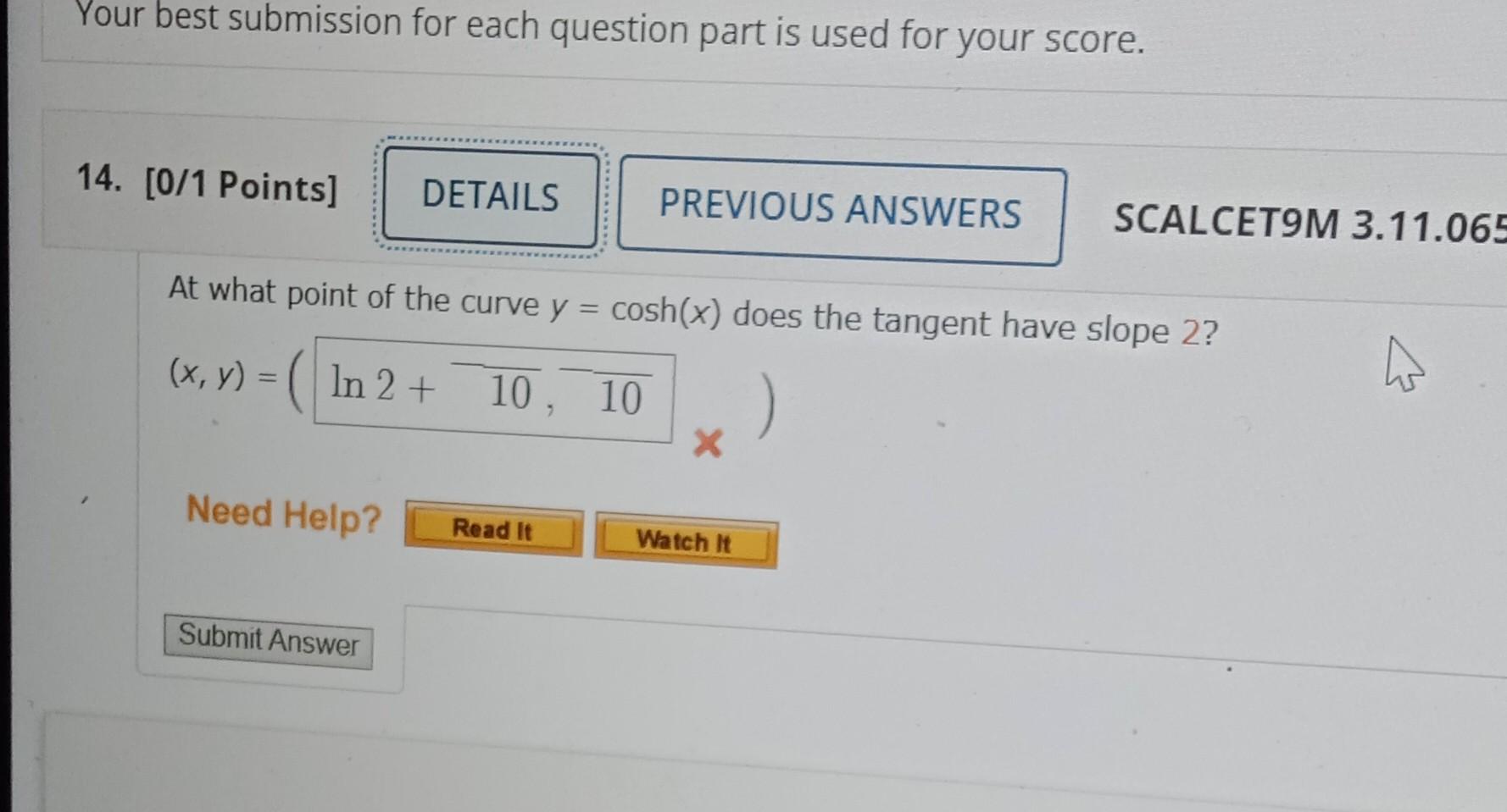 Solved Your best submission for each question part is used | Chegg.com